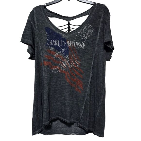 Harley-Davidson | Tops | Harley Davidson Americana Ripped Cutout Back ...
